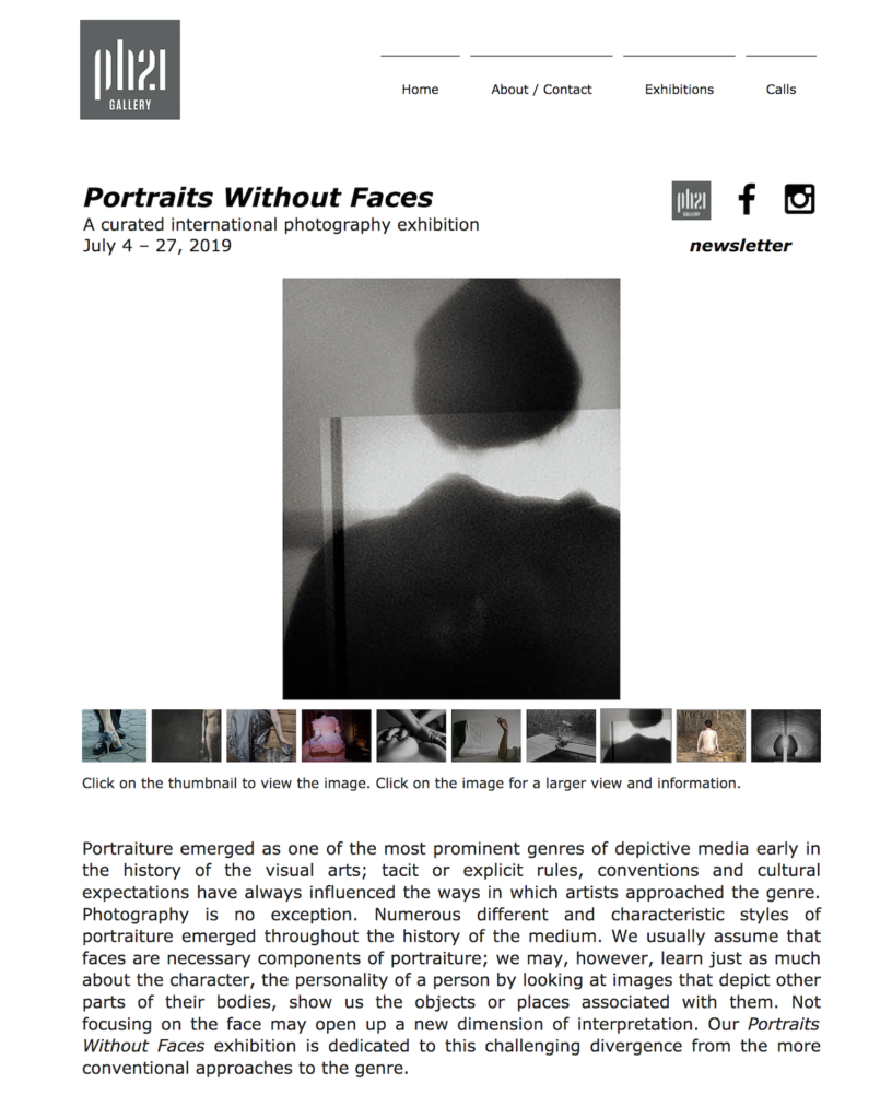 Selected for 'Portrait without Faces' Group Exhibition in PH21 Budapest ...